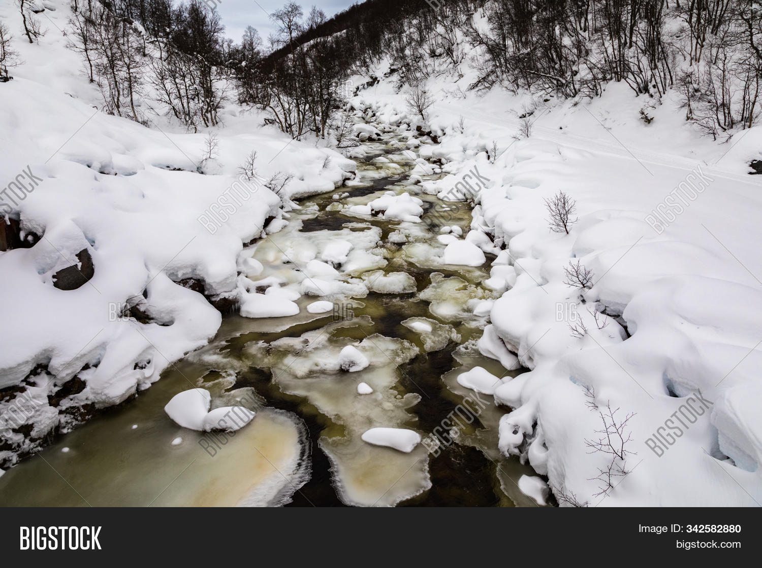 Streaming Winter River Image & Photo (Free Trial) | Bigstock