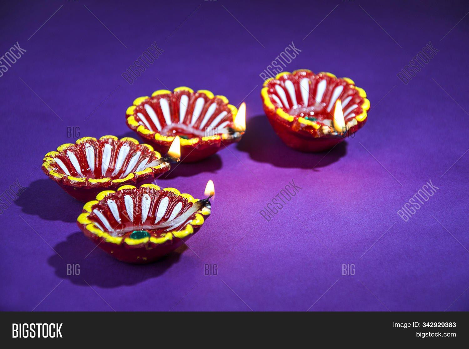 Clay Diya Lamps Lit Image & Photo (Free Trial) | Bigstock