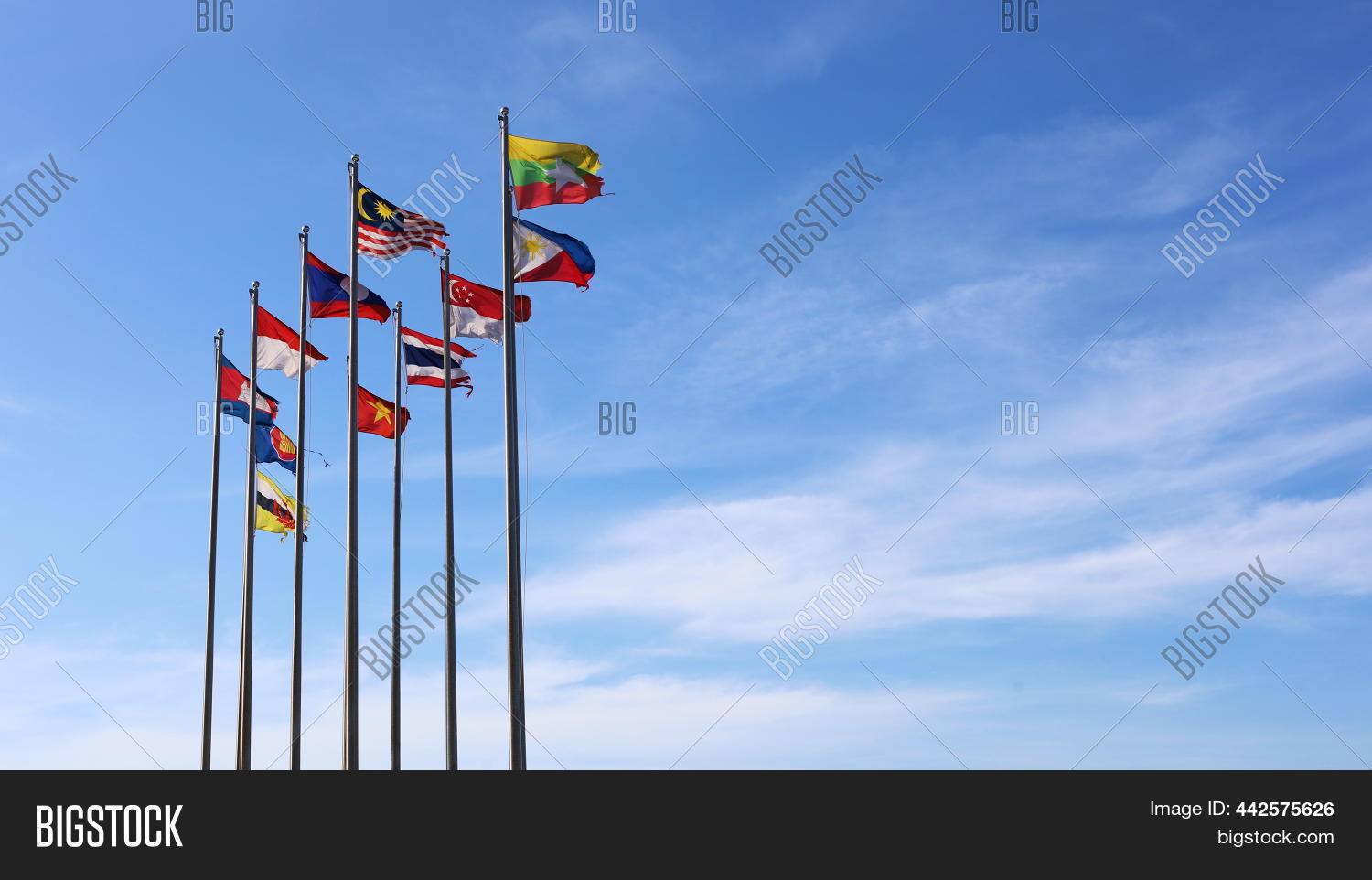 Asean Flags Flying On Image & Photo (Free Trial) | Bigstock
