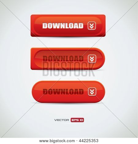 Red Download Buttons Vector & Photo (Free Trial) | Bigstock