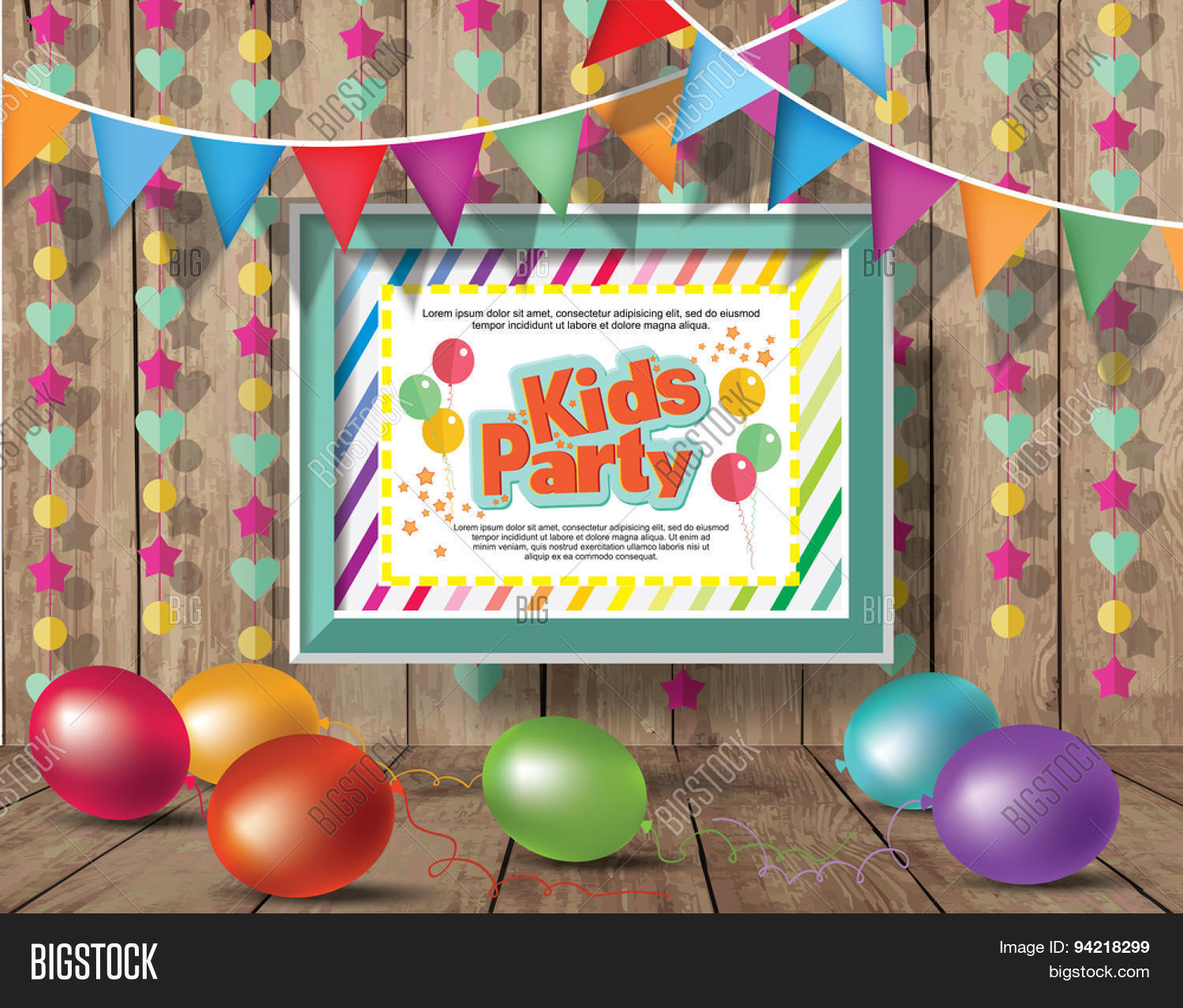 Kids Party Design Vector & Photo (Free Trial) | Bigstock