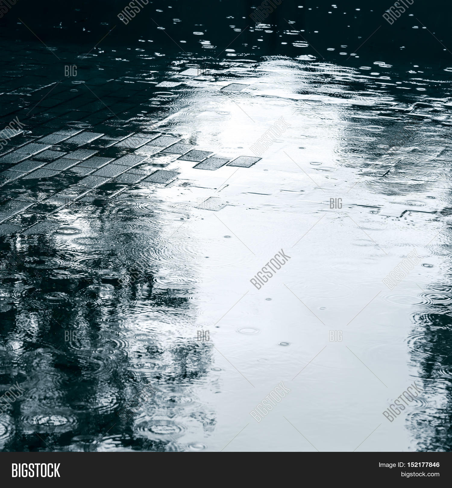 Sidewalk Water Puddles Image & Photo (Free Trial) | Bigstock