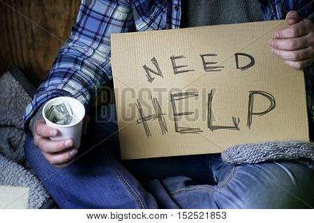 Homeless Man Sign Image & Photo (Free Trial) | Bigstock