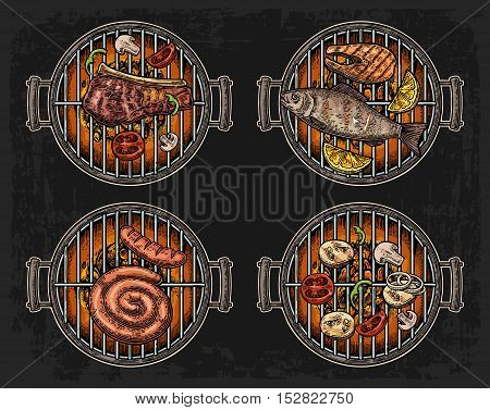 Barbecue Grill Top Vector & Photo (Free Trial) | Bigstock