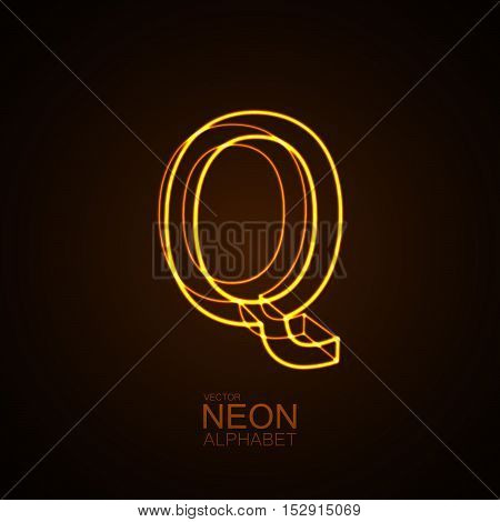 Neon 3D Letter Q. Vector & Photo (Free Trial) | Bigstock
