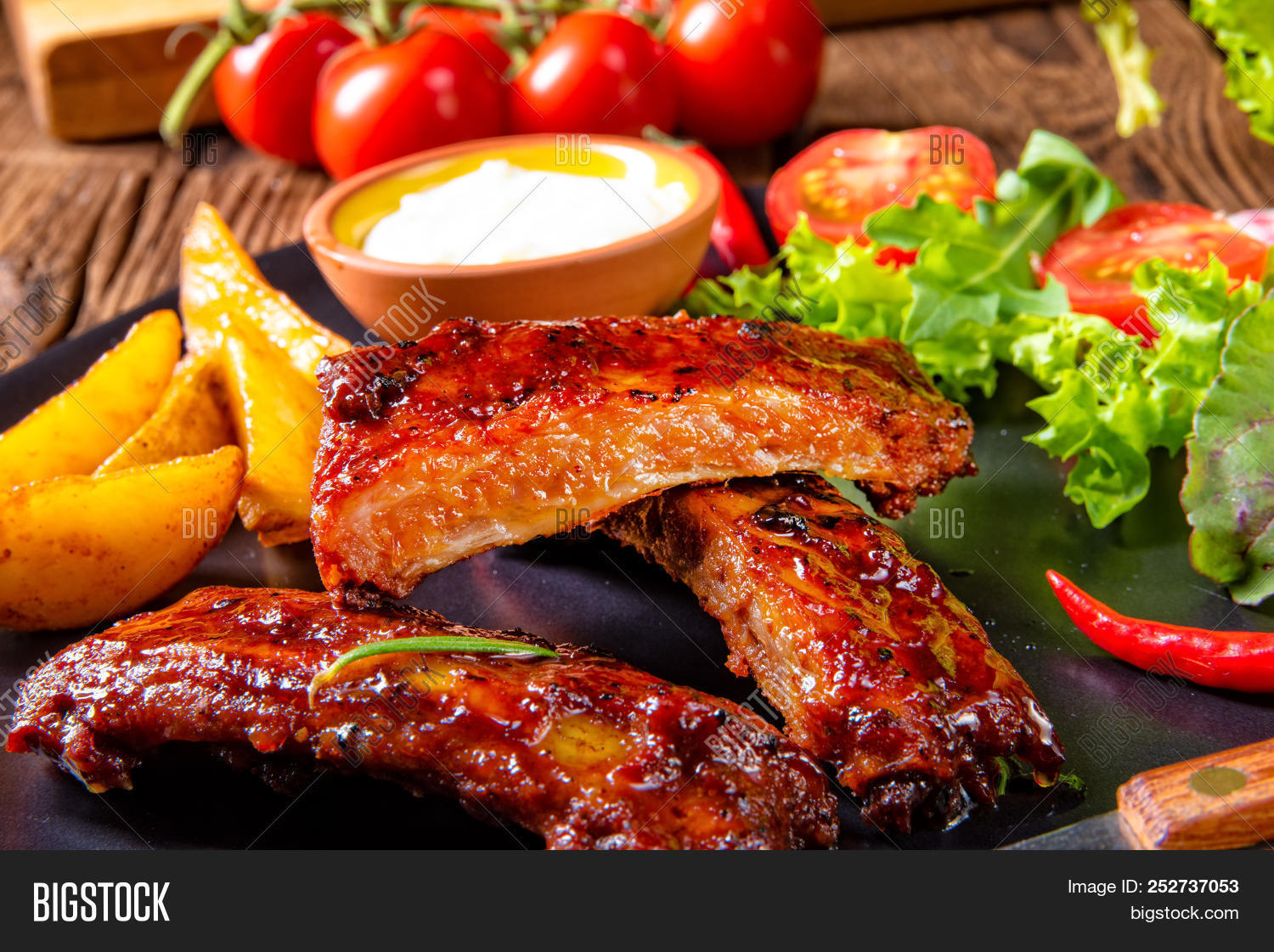 Bbq Spareribs On Plate Image & Photo (Free Trial) | Bigstock