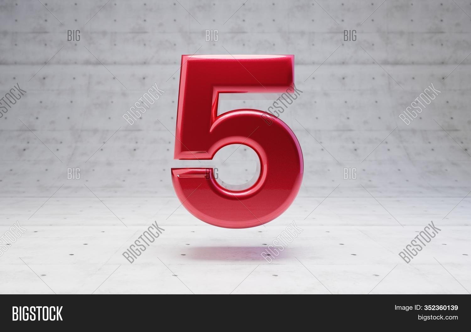 Red Number 5. Metallic Image & Photo (Free Trial) | Bigstock