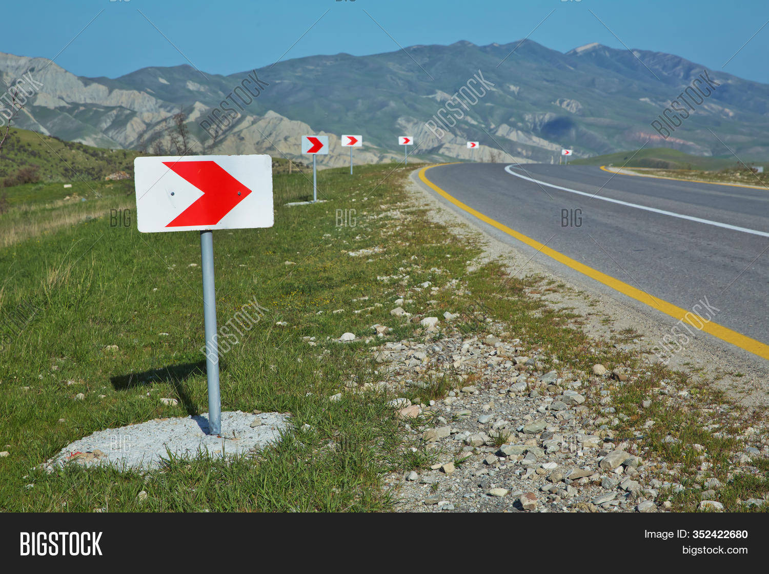 Warning Sign Bend Road Image & Photo (Free Trial) | Bigstock