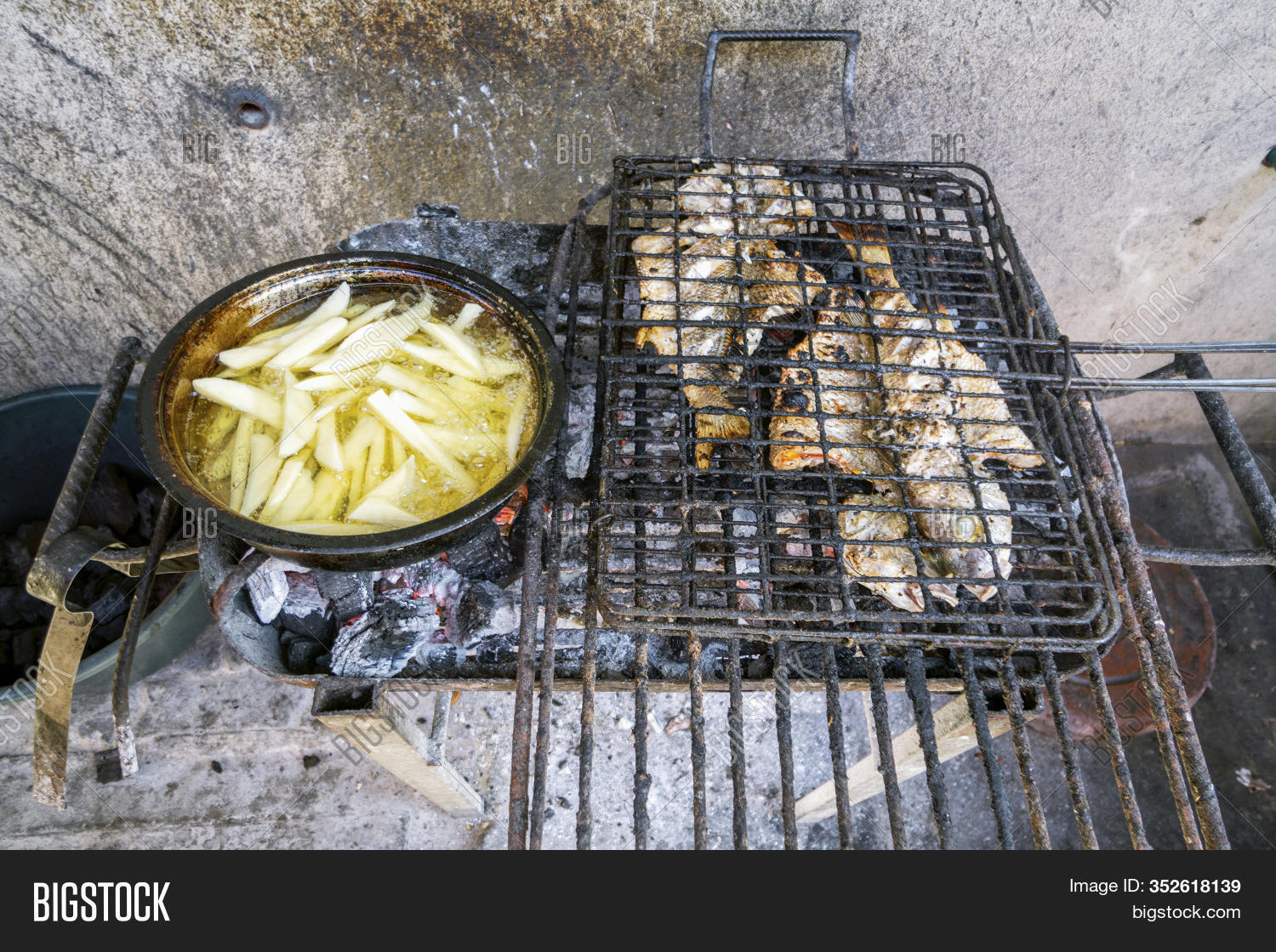 Barbecued Fish Frying Image & Photo (Free Trial) | Bigstock