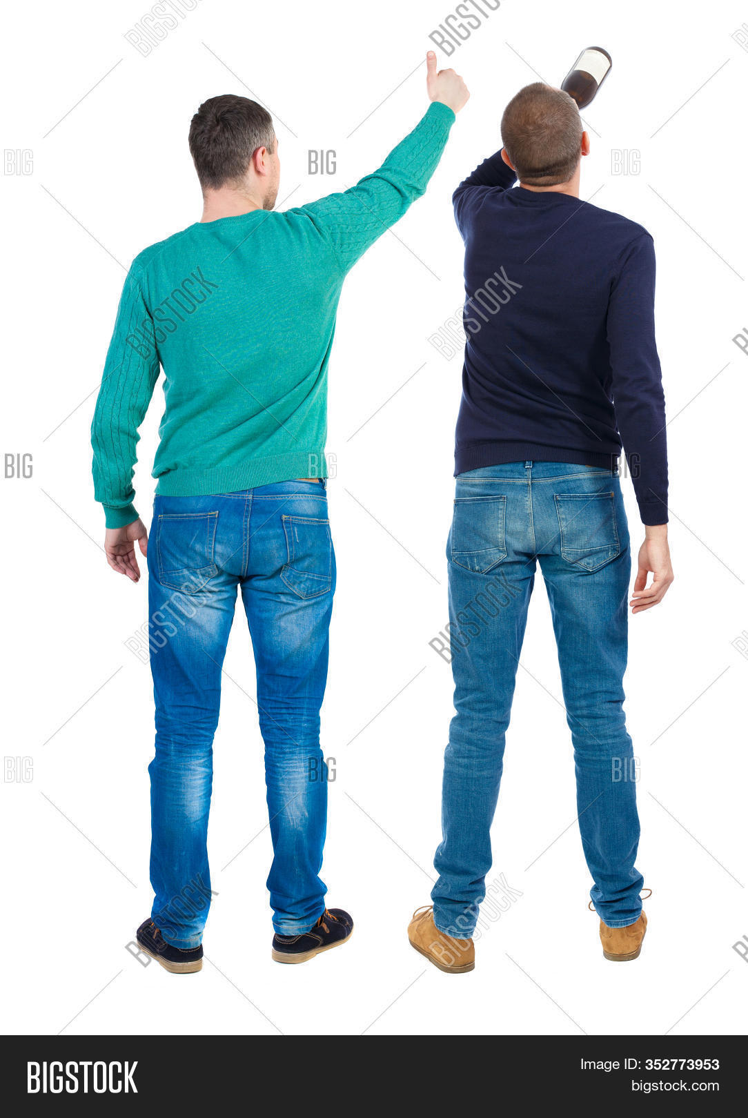 Two Men Standing Back To Back