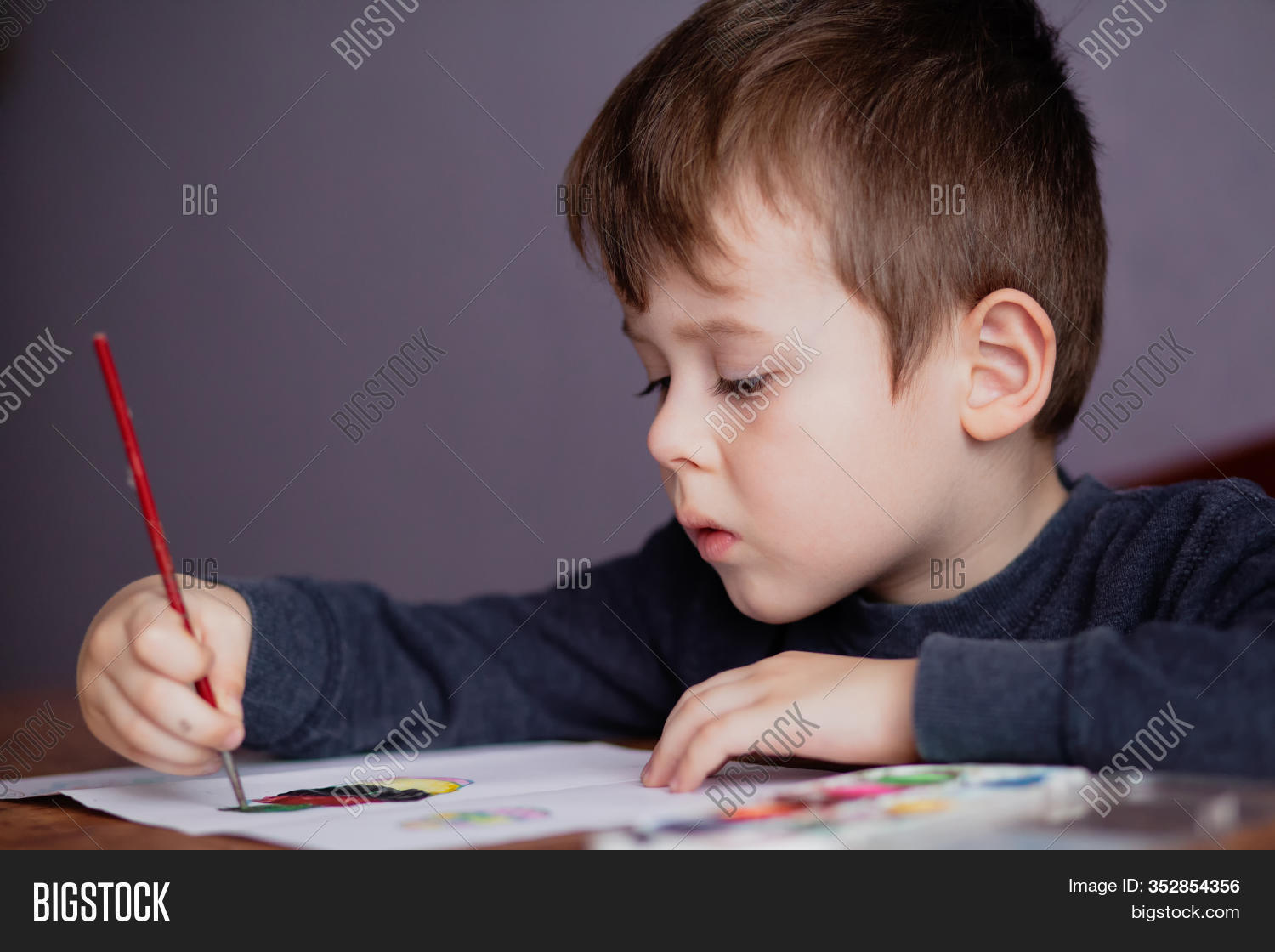 Little Boy Draws Brush Image & Photo (Free Trial) | Bigstock