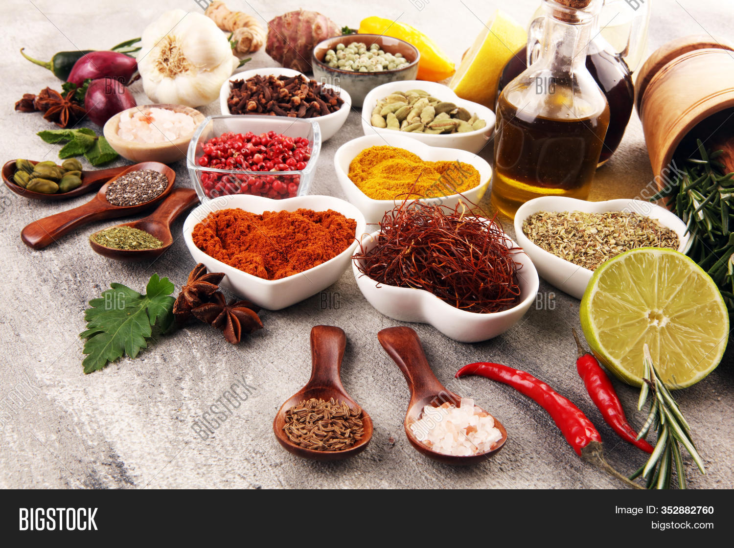 Spices Herbs On Table Image & Photo (Free Trial) | Bigstock