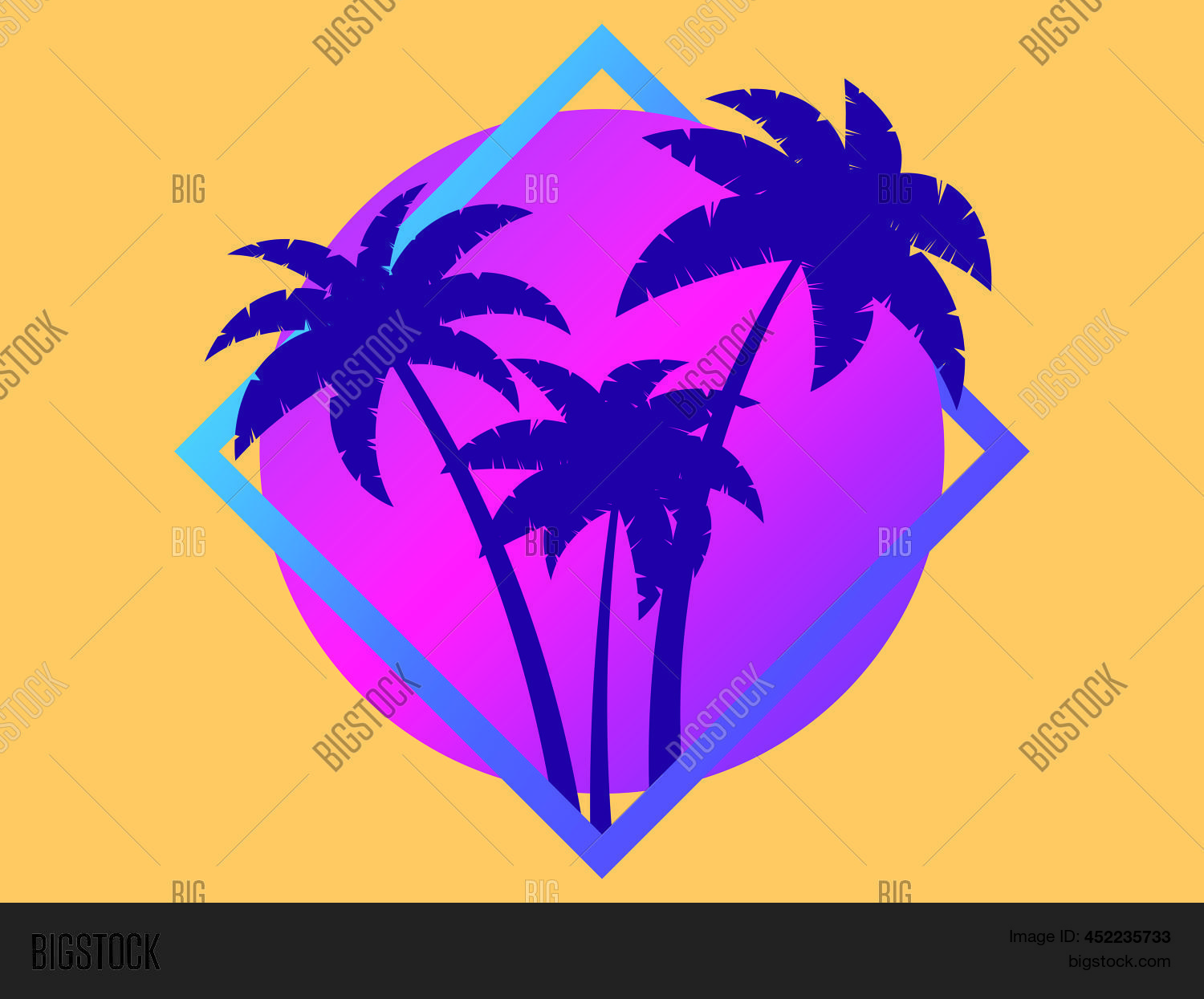 80s Palm Trees Sunset Vector & Photo (Free Trial) | Bigstock