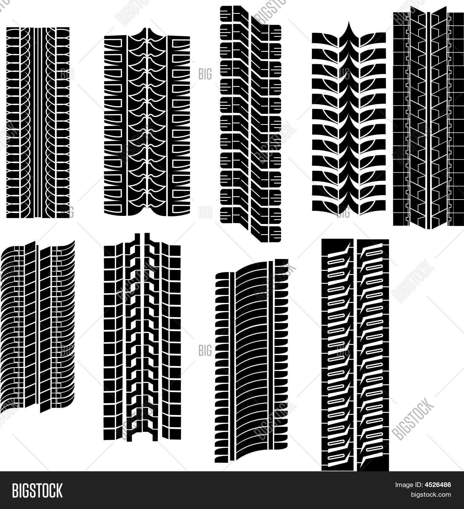 Tire Prints Vector Vector & Photo (Free Trial) | Bigstock