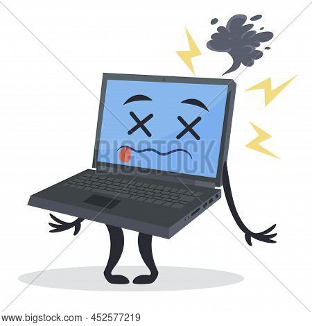 Broken Laptop Cartoon Vector & Photo (Free Trial) | Bigstock