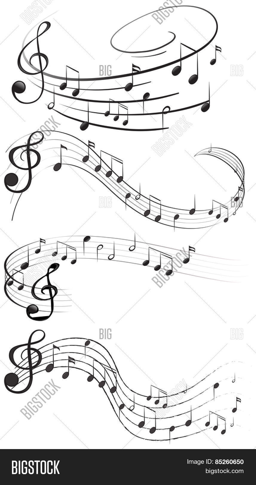 Four Set Music Notes Vector & Photo (Free Trial) | Bigstock