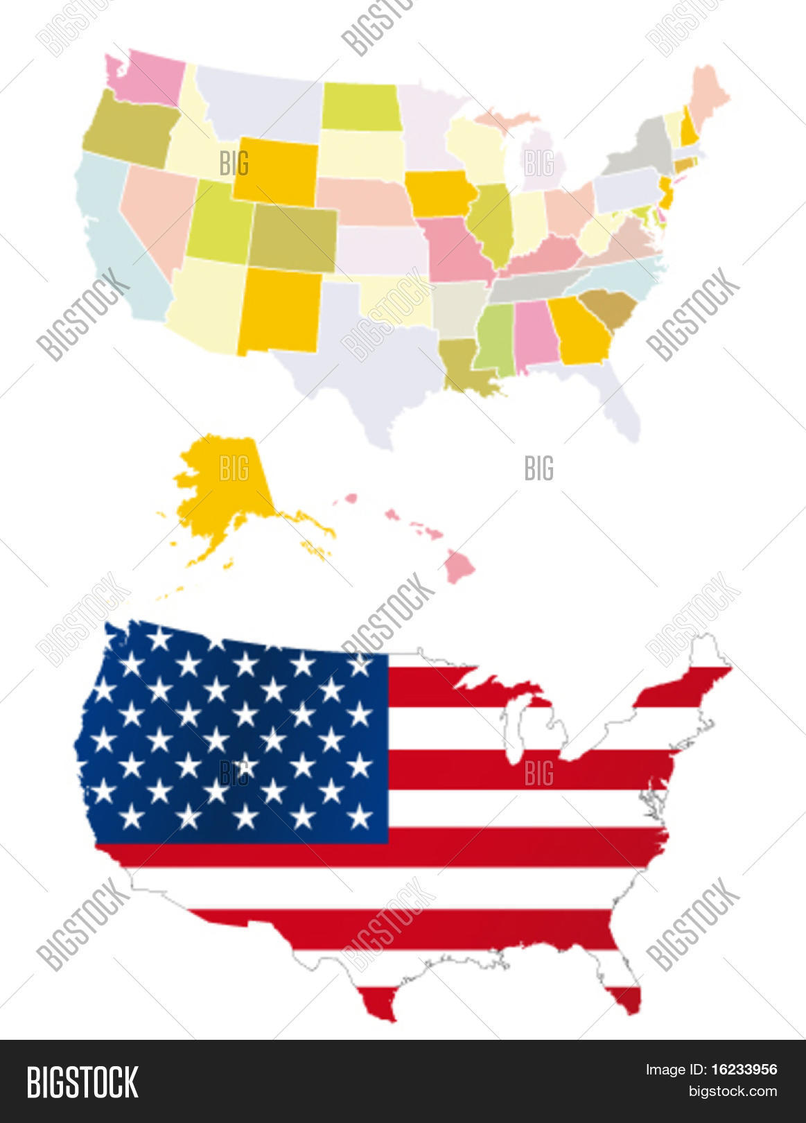 Usa Map. Detailed Map Vector & Photo (Free Trial) | Bigstock