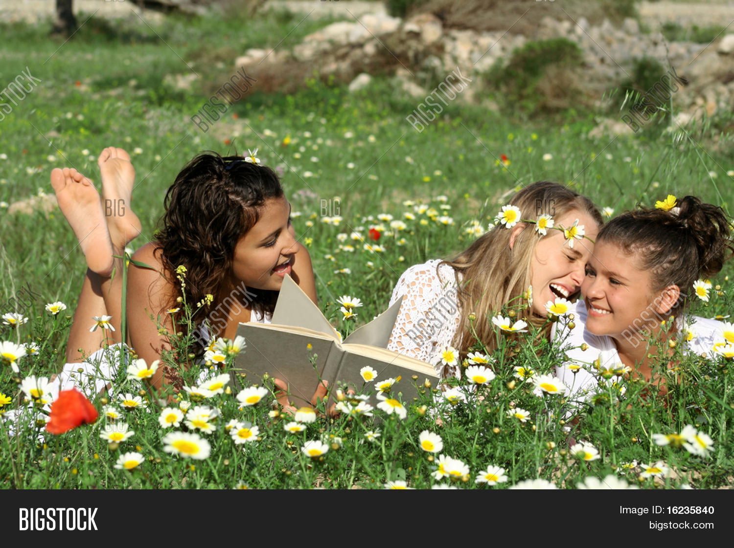 Girls Field Reading Image & Photo (Free Trial) | Bigstock