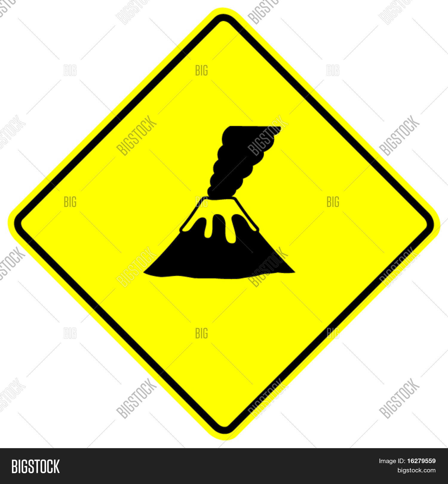 Volcano Caution Sign Vector & Photo (Free Trial) | Bigstock