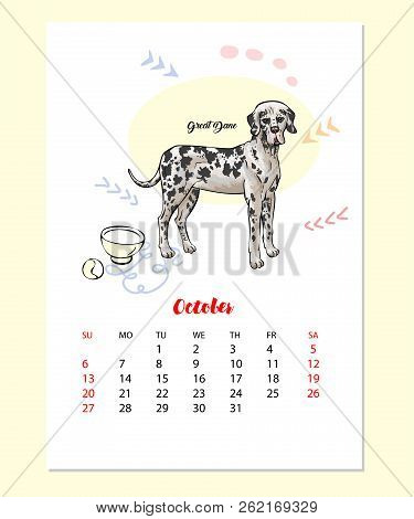 October Calendar 2019 Vector & Photo (Free Trial) | Bigstock