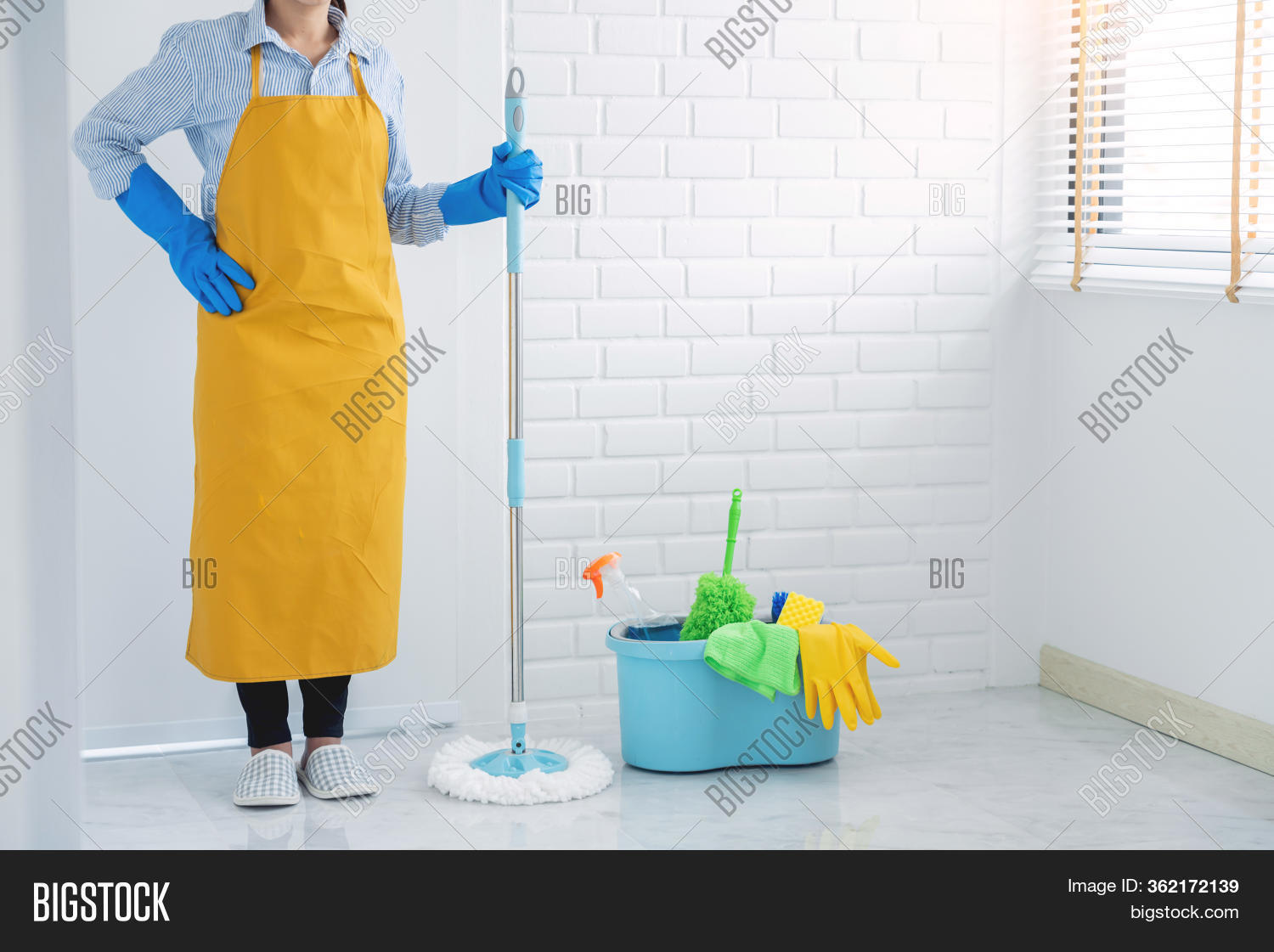Woman Housekeeper Mop Image & Photo (Free Trial) | Bigstock