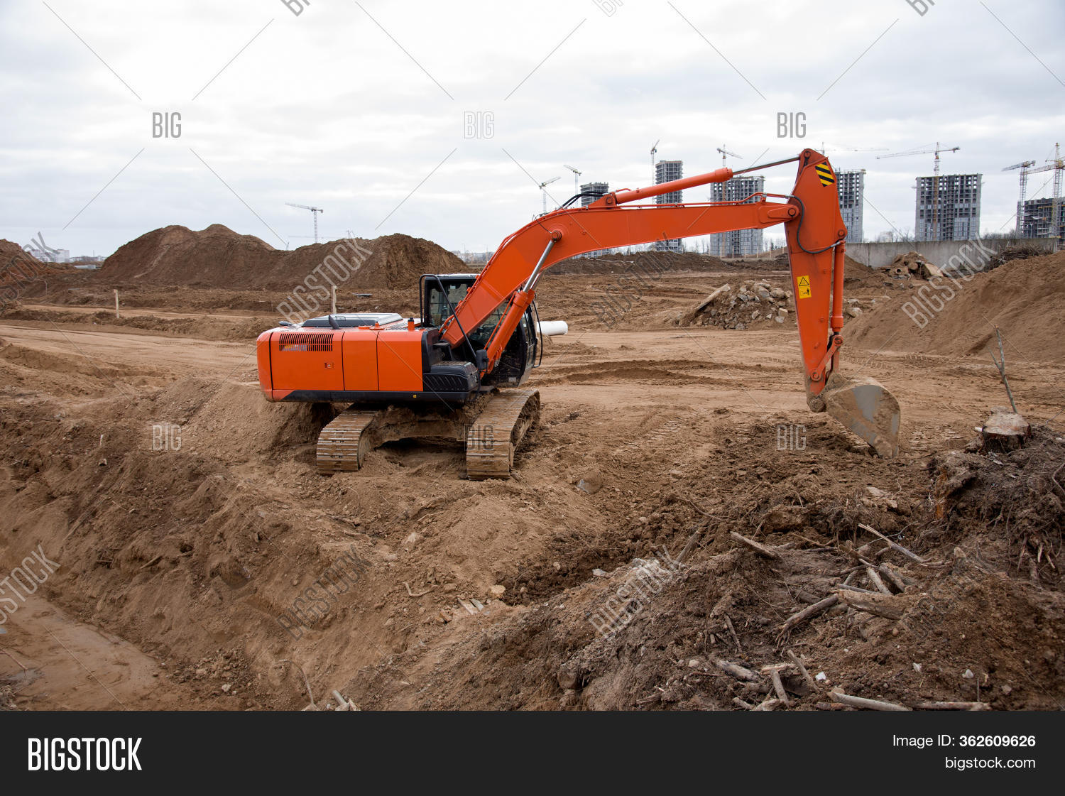 Red Excavator During Image & Photo (Free Trial) | Bigstock