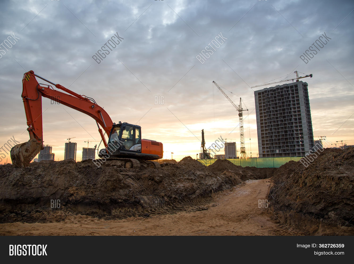 Red Excavator During Image & Photo (Free Trial) | Bigstock