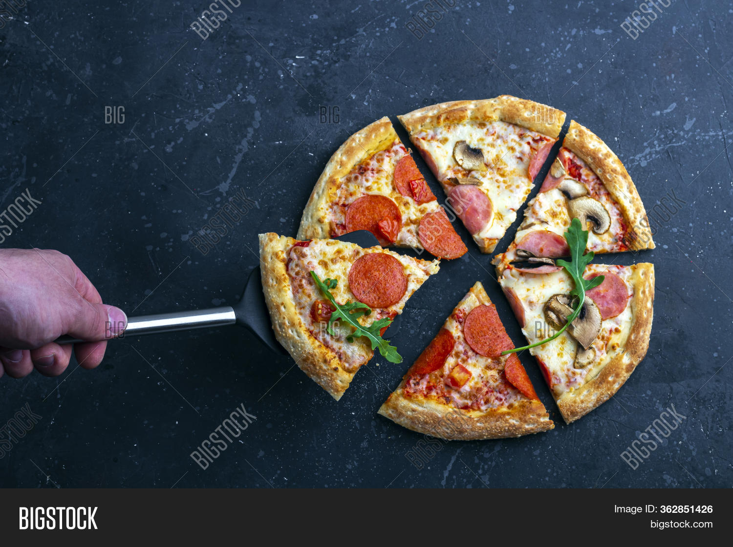 Male Hand Holds Pizza Image & Photo (Free Trial) | Bigstock
