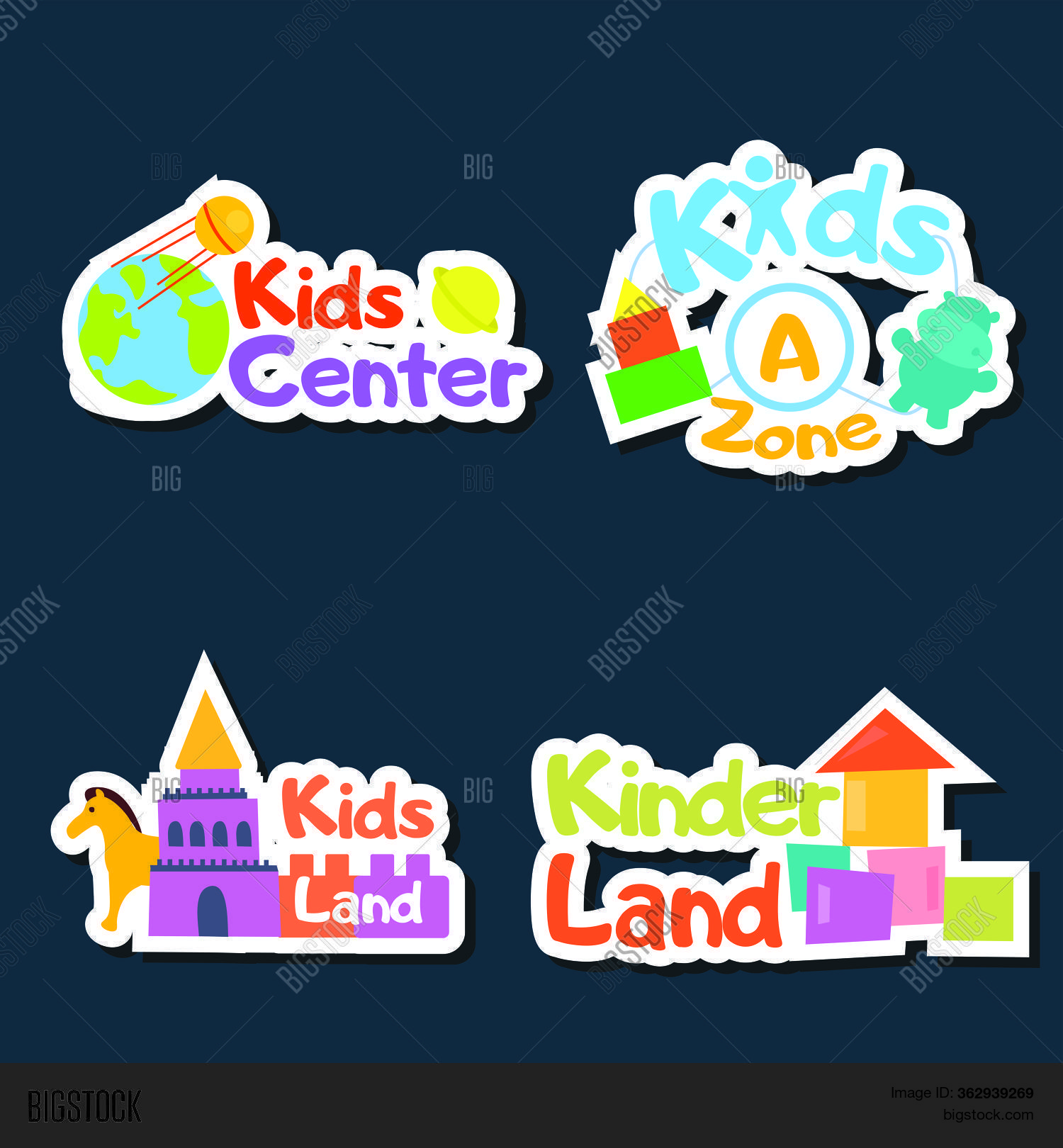 Kids Logo Vector Set Vector & Photo (Free Trial) | Bigstock
