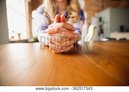 Woman Sitting Table Image & Photo (Free Trial) | Bigstock