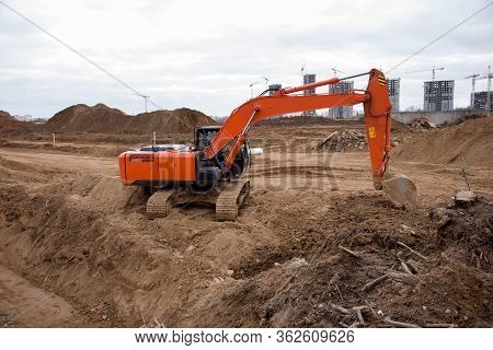 Red Excavator During Image & Photo (Free Trial) | Bigstock