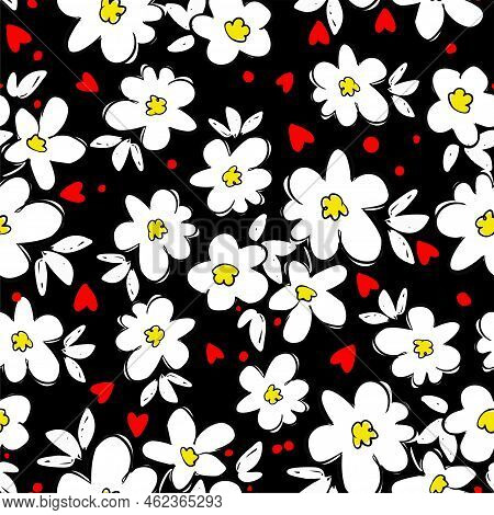 Flowers Sketch Background Print For Textile. The Drawn Small Flowers ...
