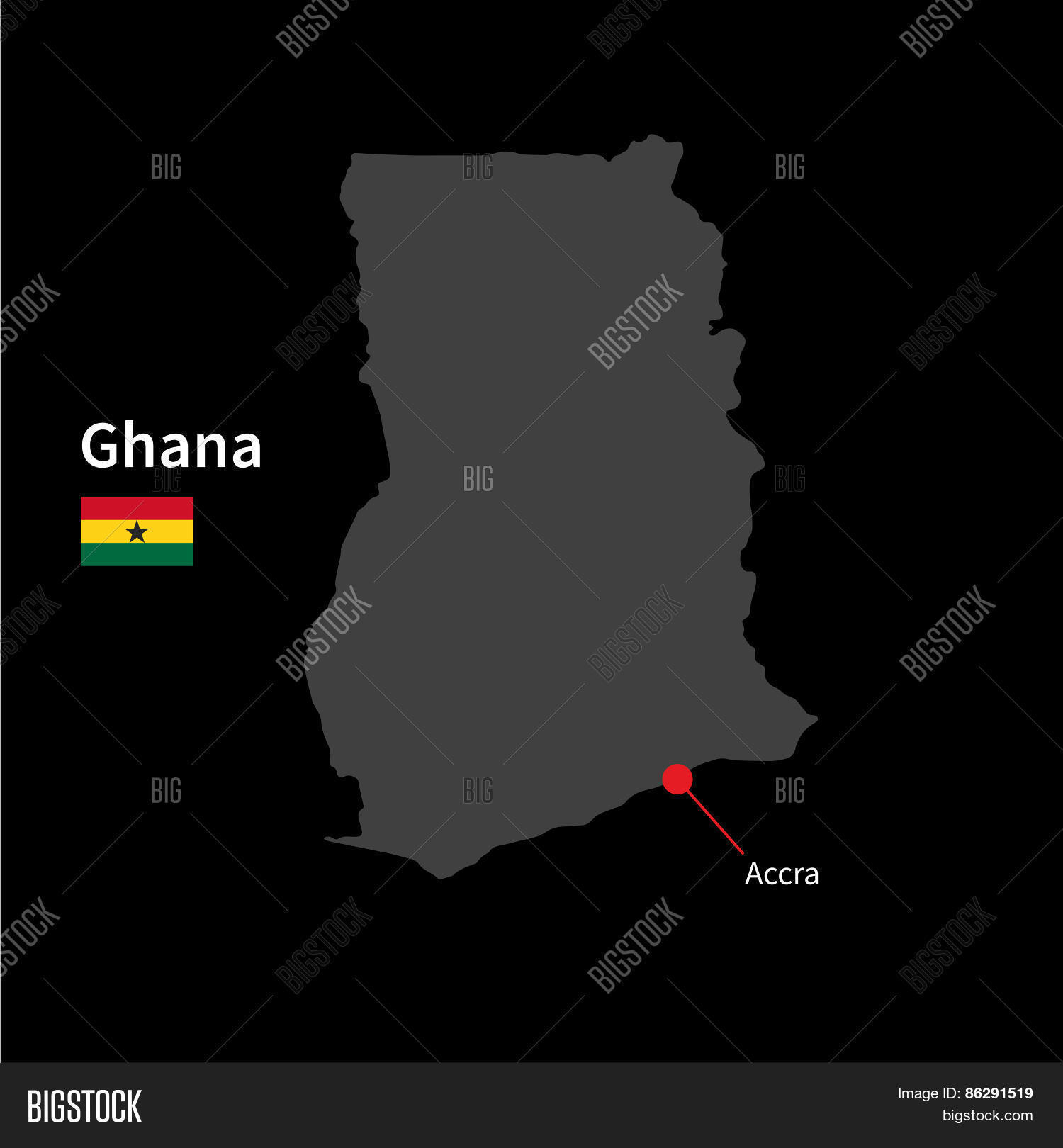 Detailed Map Ghana Vector & Photo (Free Trial) | Bigstock