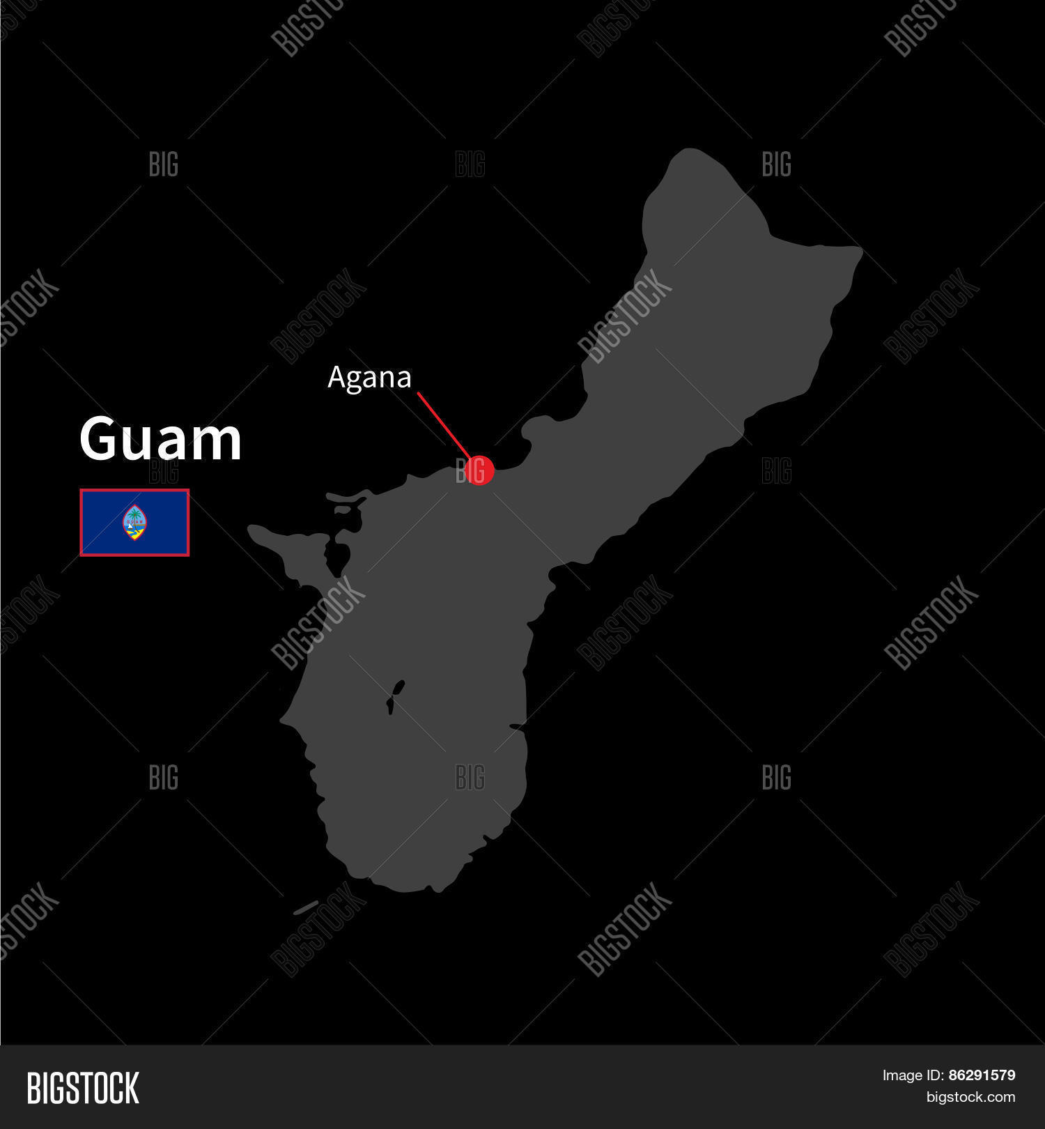Detailed Map Guam Vector & Photo (Free Trial) | Bigstock