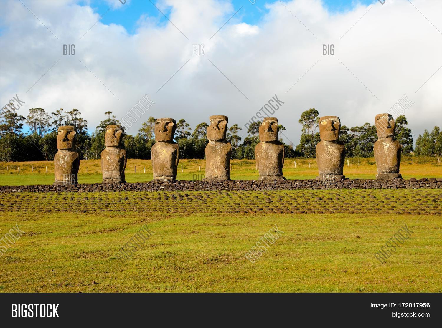 Long Shot Seven Moai Image & Photo (Free Trial) | Bigstock