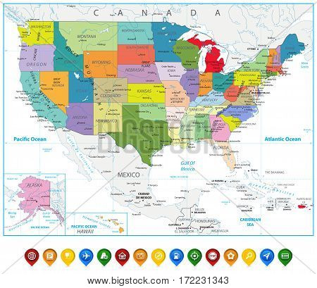 USA Political Map Map Vector & Photo (Free Trial) | Bigstock