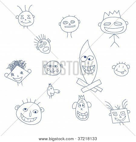 Drawing Group Faces Vector & Photo (Free Trial) | Bigstock