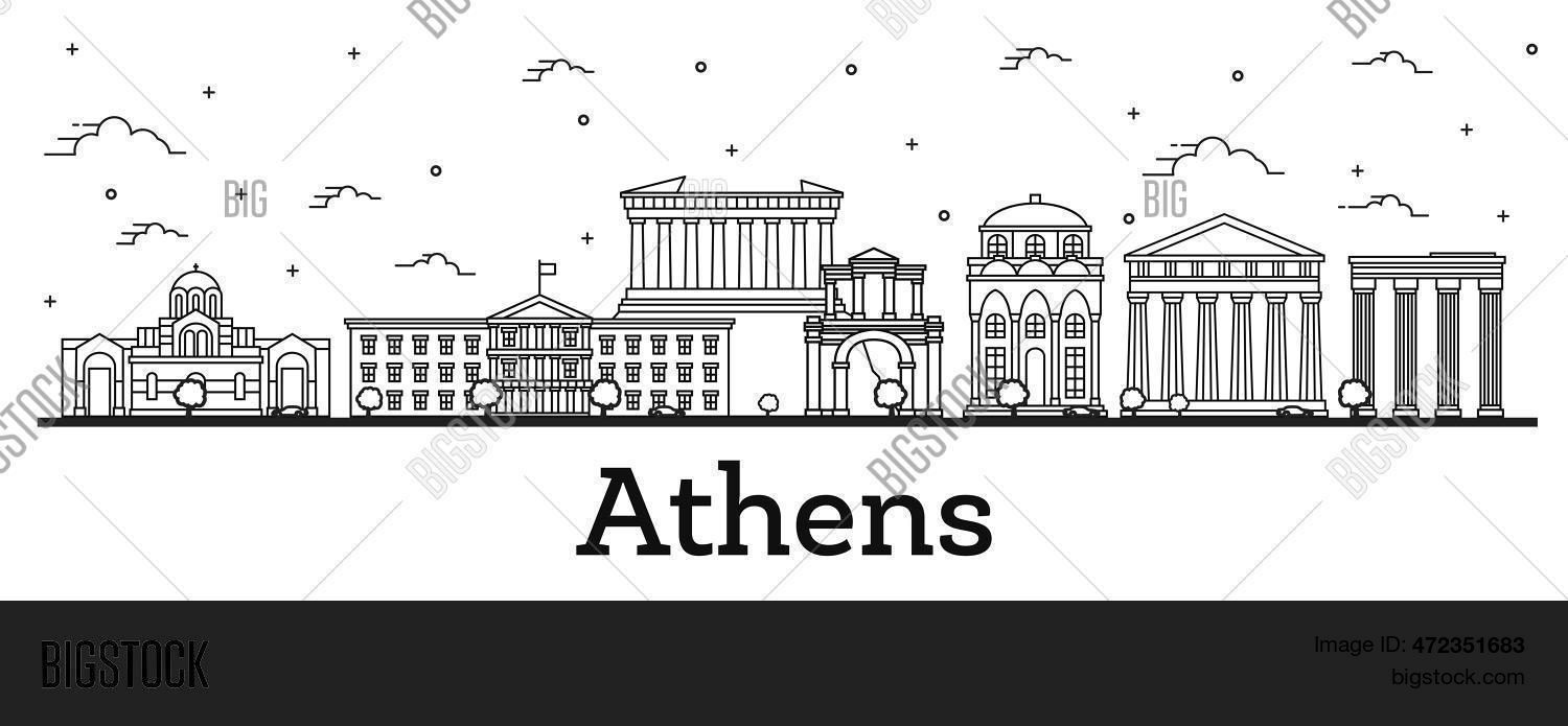 Outline Athens Greece Vector & Photo (Free Trial) | Bigstock