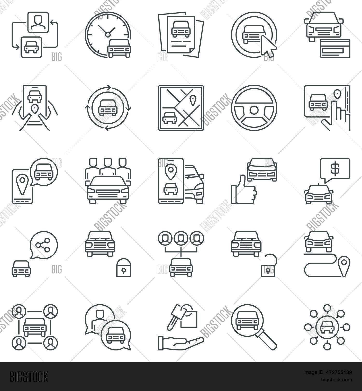 Car Sharing Outline Vector & Photo (Free Trial) | Bigstock