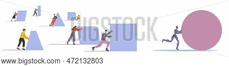Robot People Pushing Vector & Photo (Free Trial) | Bigstock
