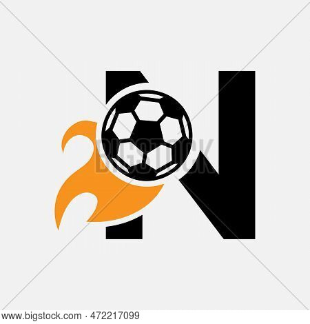 Initial Letter N Football Logo Concept With Moving Football Icon And ...