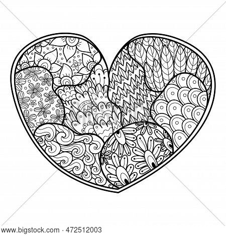 Doodle Heart Coloring Vector & Photo (Free Trial) | Bigstock