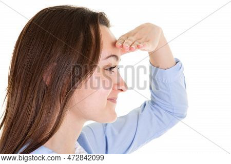 Hand On Forehead Looking