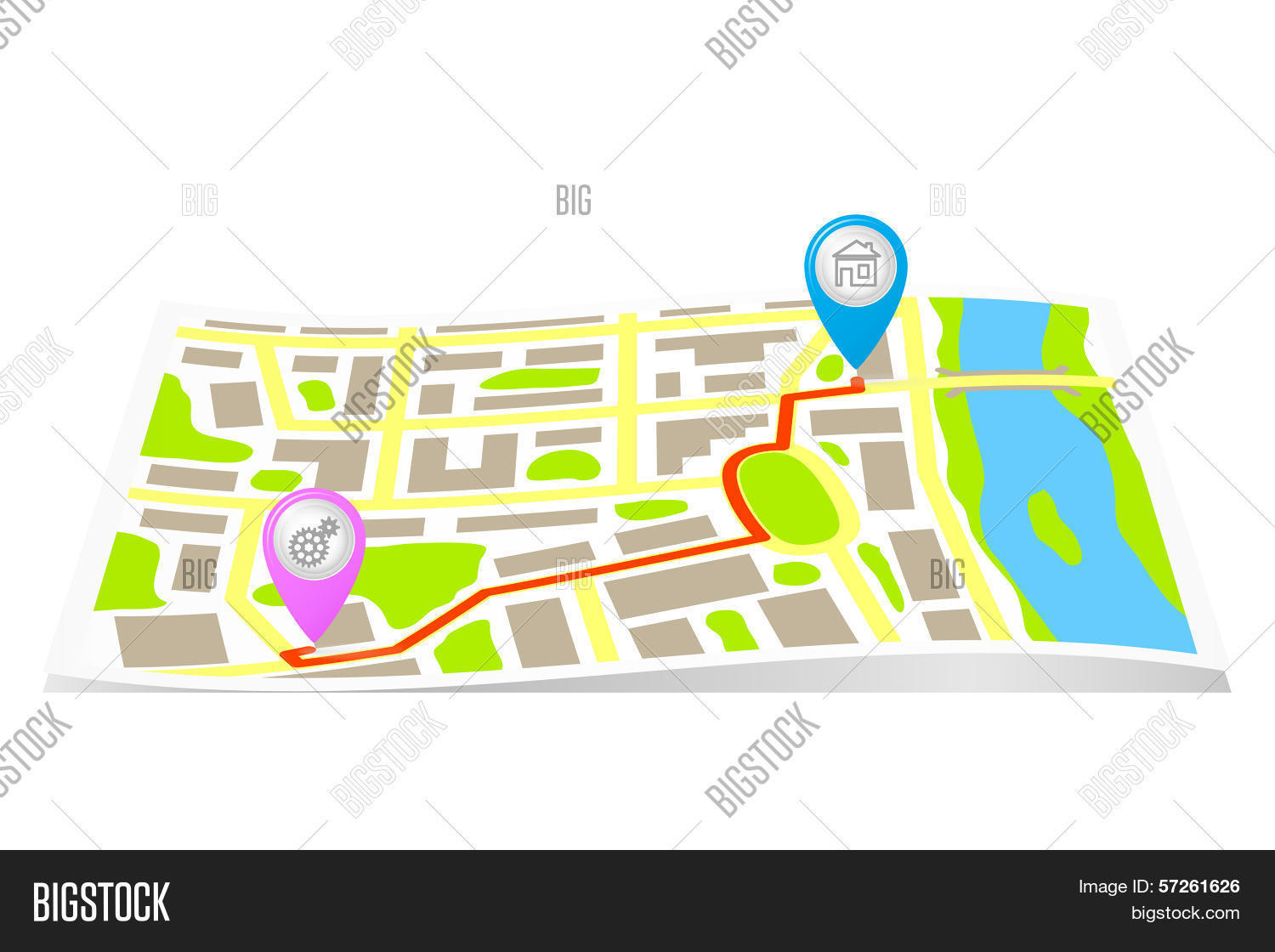 Route On Map City Vector & Photo (Free Trial) | Bigstock