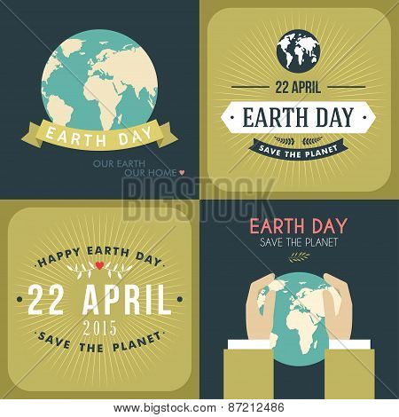 Set Vintage Earth Day Vector & Photo (Free Trial) | Bigstock