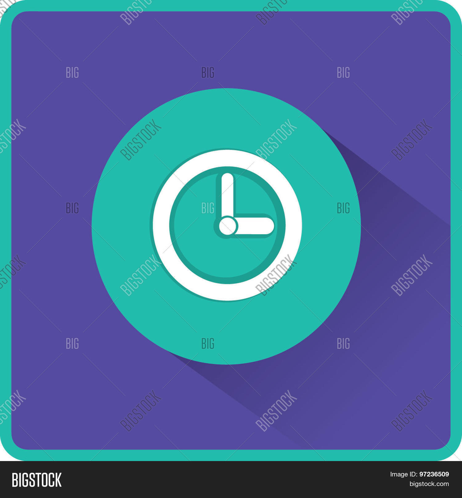 Flat Time Clock Vector & Photo (Free Trial) | Bigstock