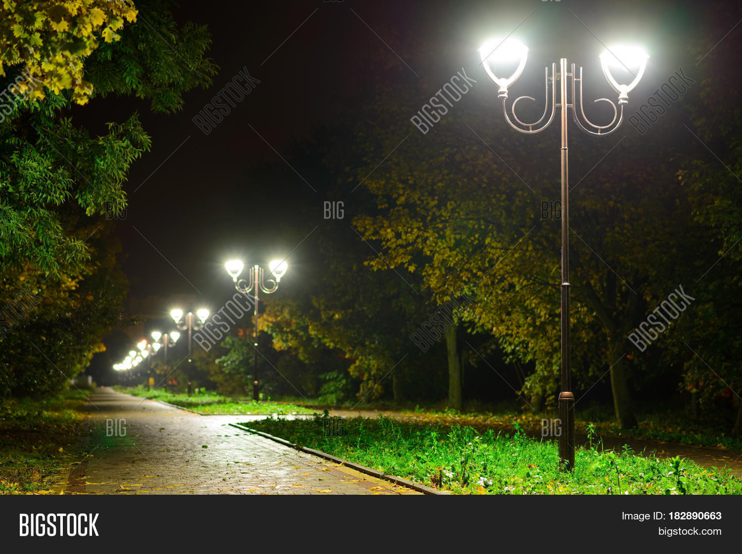 Park Night Lanterns Image & Photo (Free Trial) | Bigstock