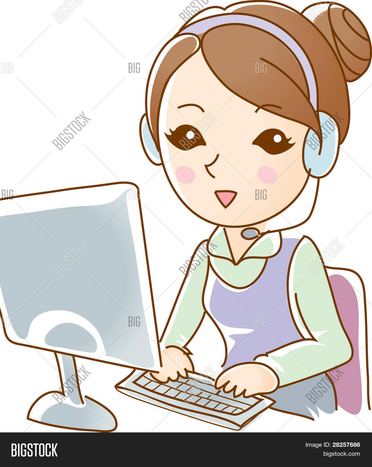 Smiling Cute Operator Vector & Photo (Free Trial) | Bigstock