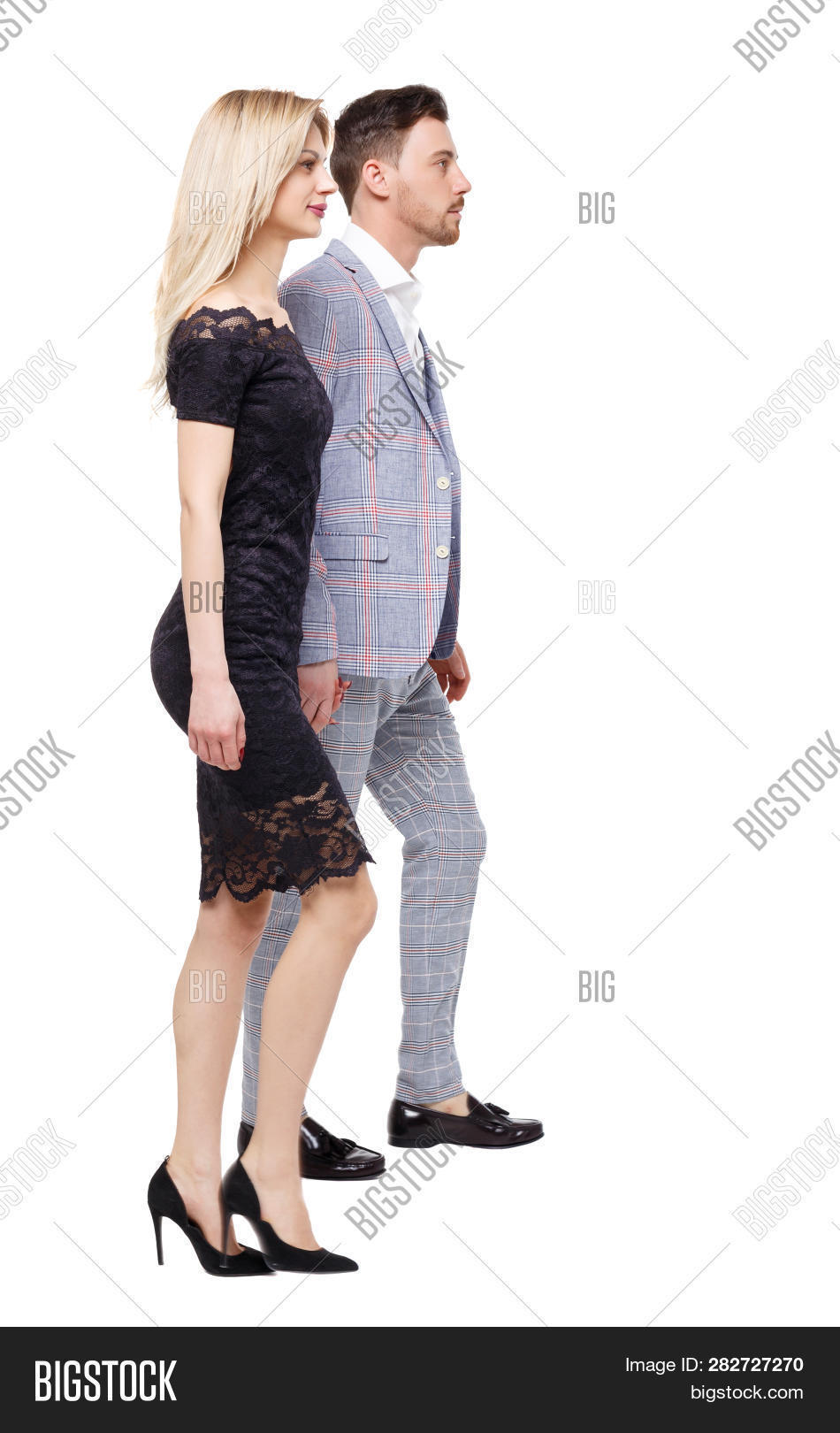 Business People Walking Side View