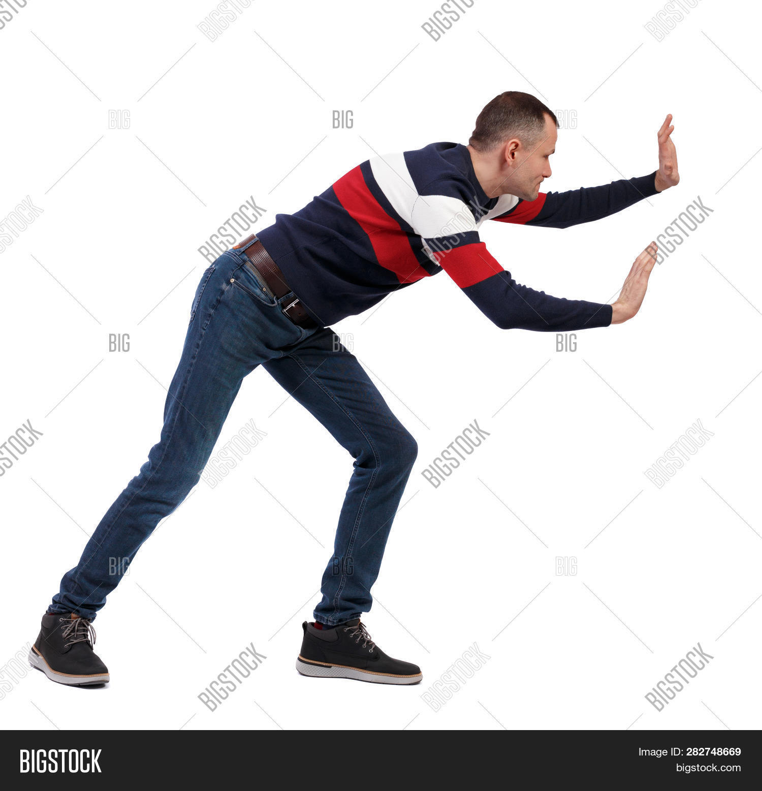 Back View Man Pushes Image & Photo (Free Trial) | Bigstock